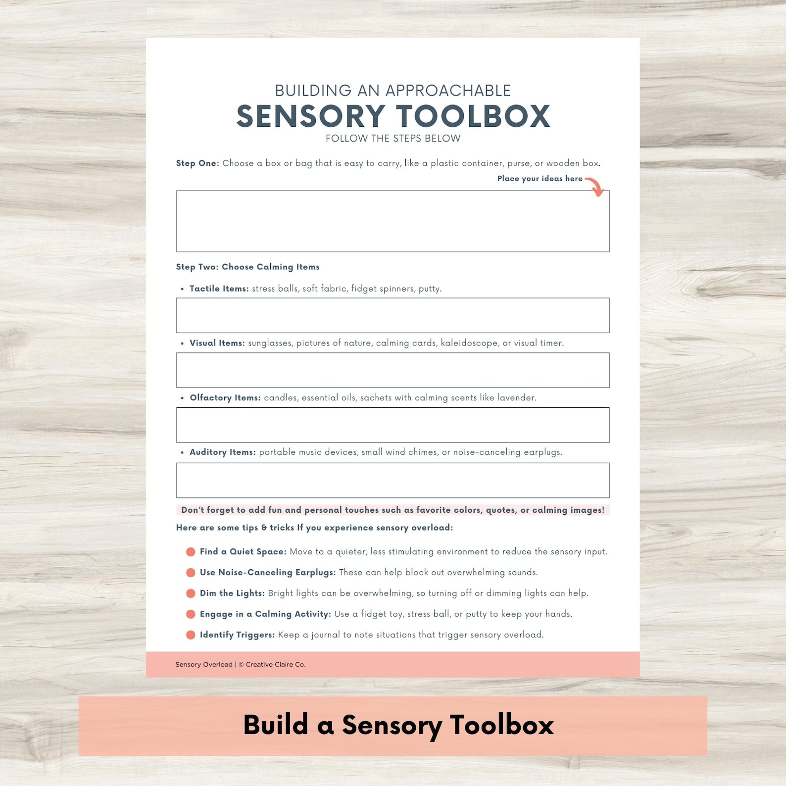 Sensory Overload Toolbox: Coping Worksheets for Self-regulation ...