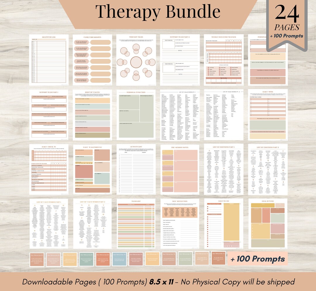 Therapy Journal Worksheets, Digital Mental Health Pages, Daily Self ...