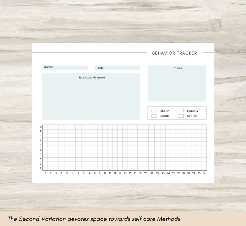 Daily Behavior Tracking: Mental Health Mood Sleep Stress - Etsy