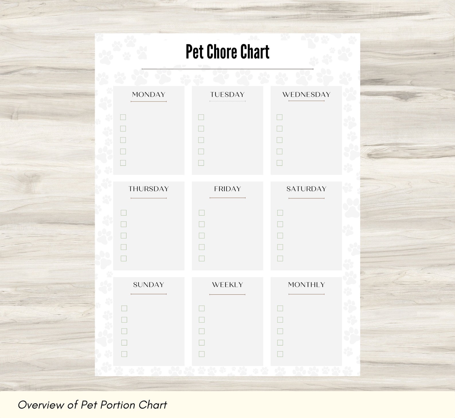 Pet Chore Chart Pet Chore Tracker Pet Chore Chart Printable | Etsy
