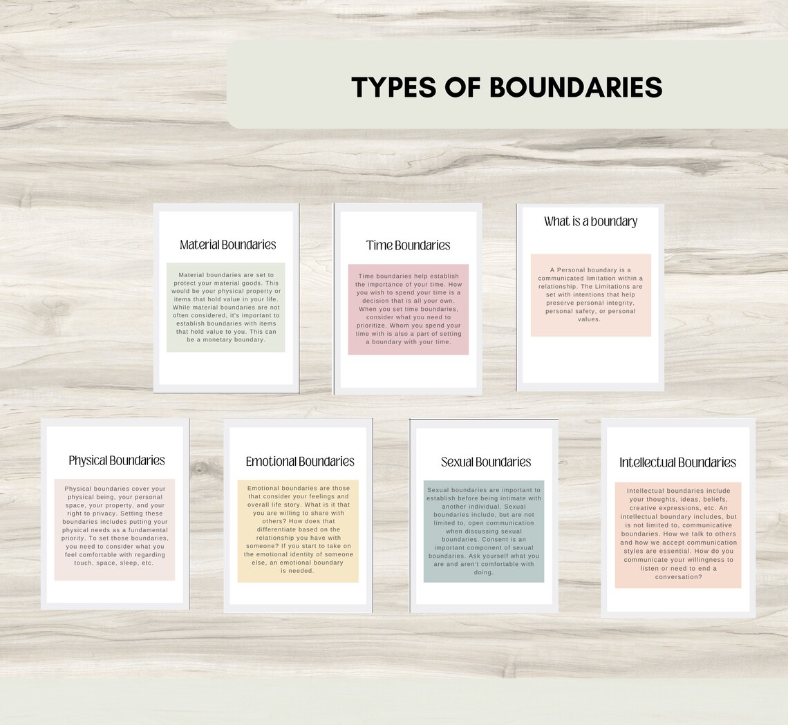 Boundaries Flashcards Boundaries Therapy Card Deck Setting - Etsy UK