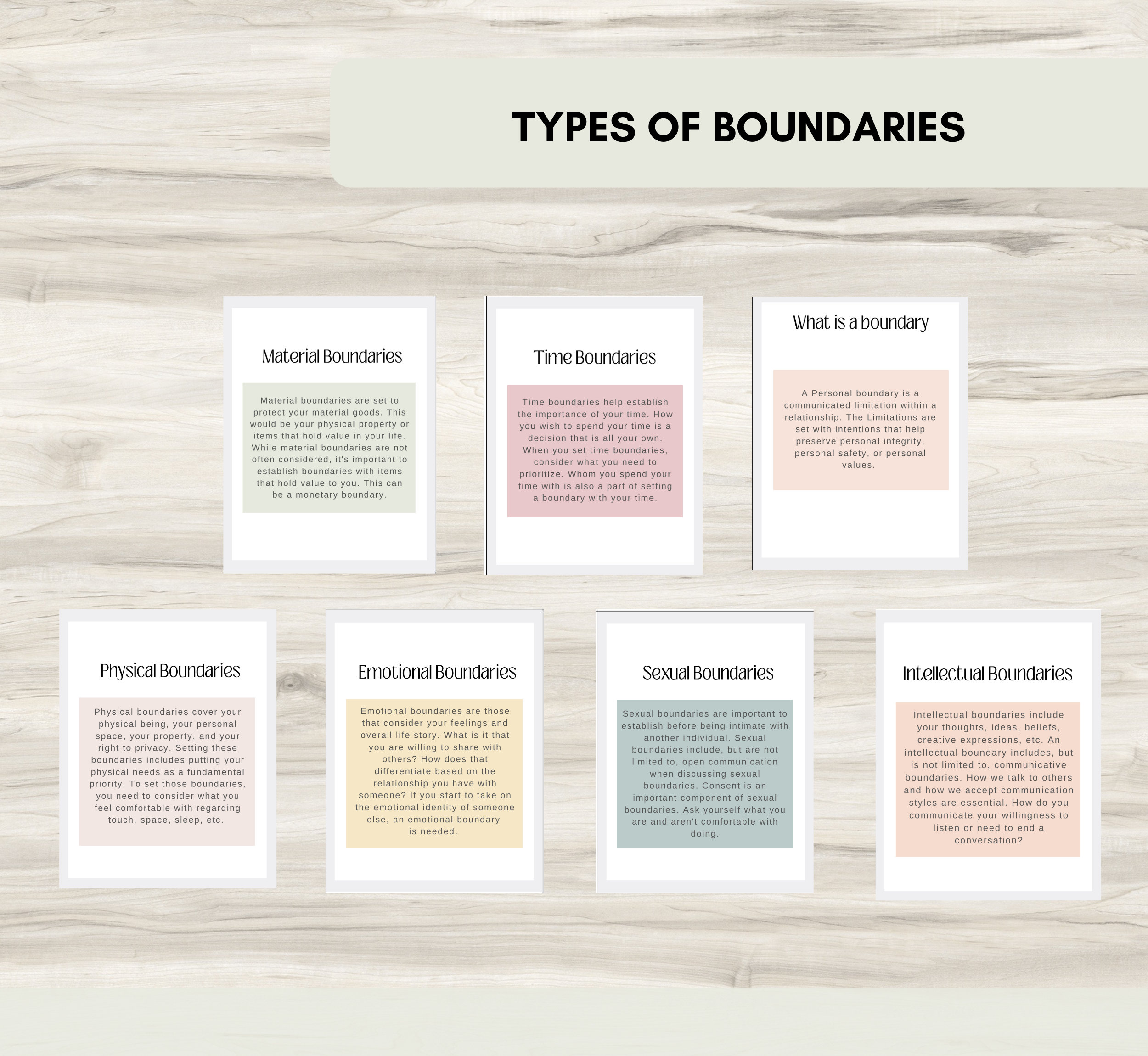 Boundaries Flashcards Boundaries Therapy Card Deck Setting - Etsy UK