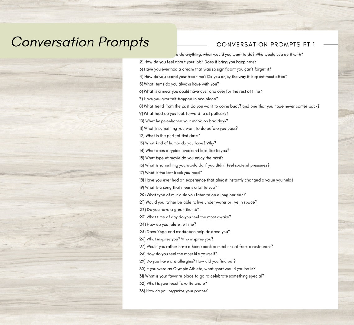 Conversation Journal Prompts Mental Health Journal Self Care - Etsy