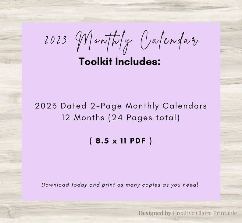 2023 Dated Monthly Calendar 2023 Planner 2023 Digital - Etsy