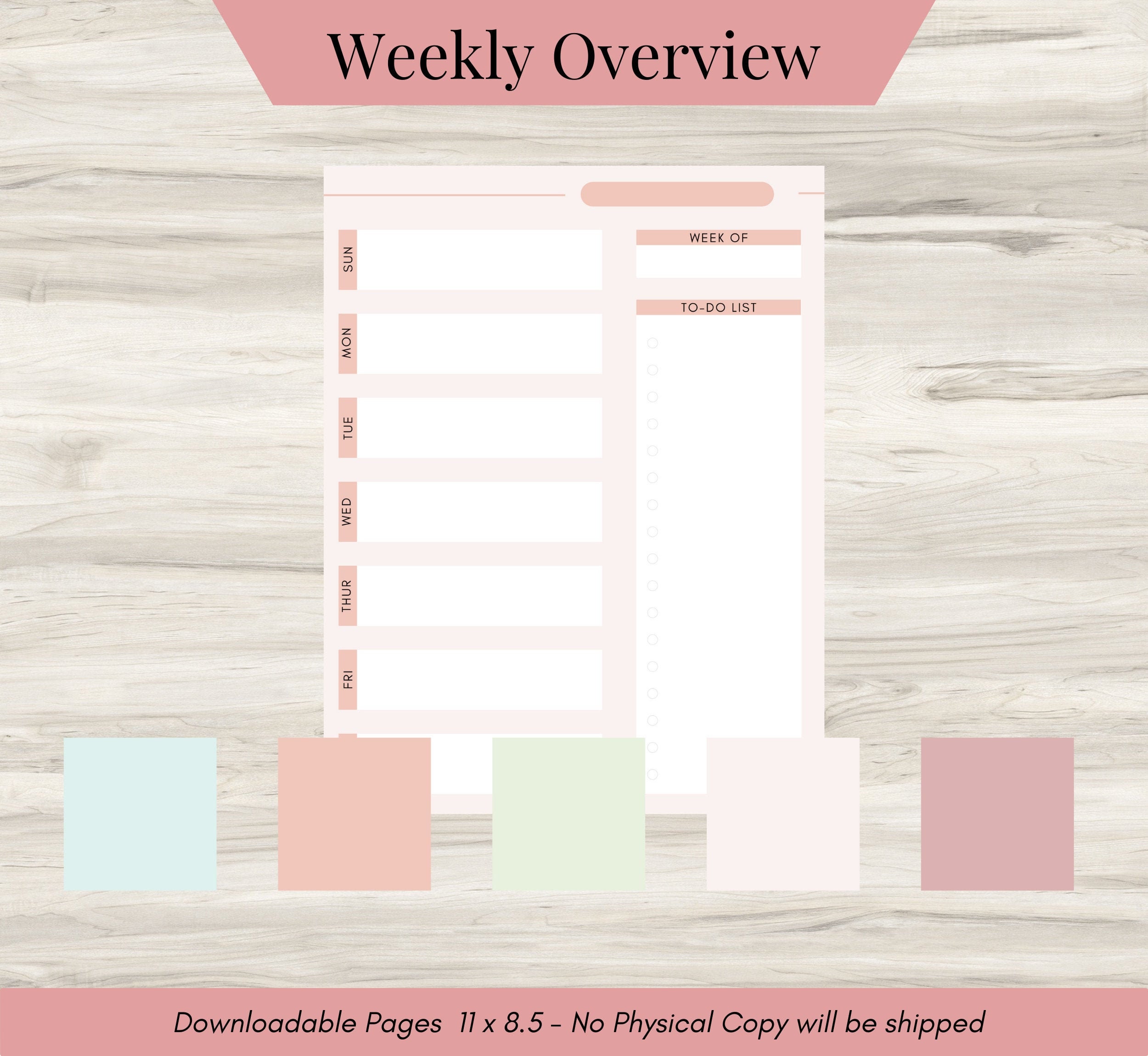 Weekly Overview Planner Insert Printable Weekly Planner - Etsy