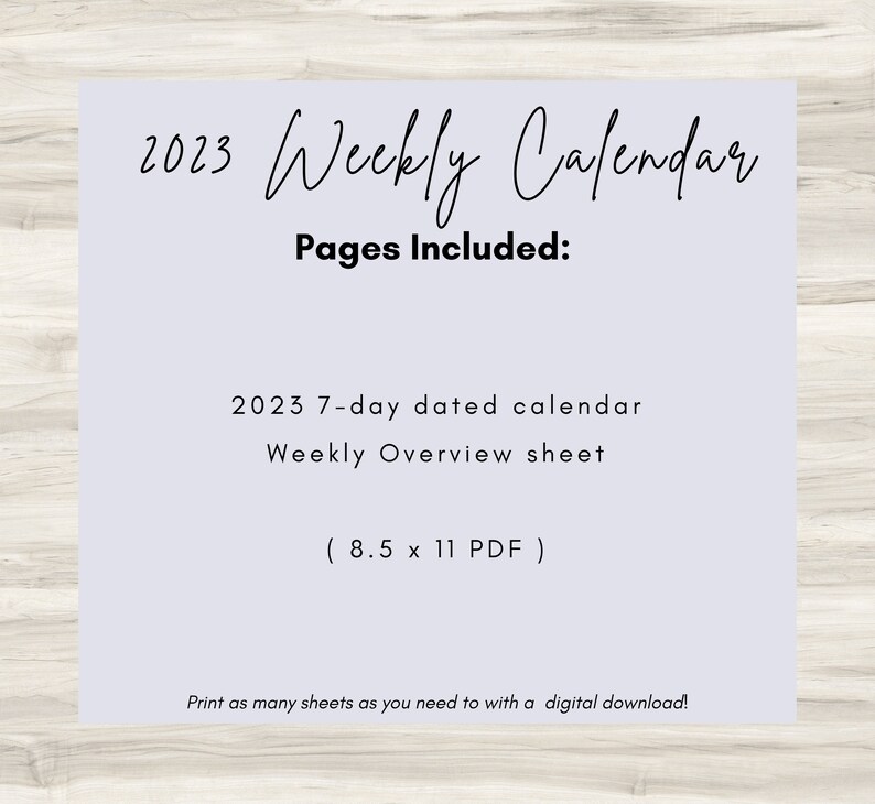 2023 Weekly Dated Calendar 2023 Planner 2023 Digital - Etsy