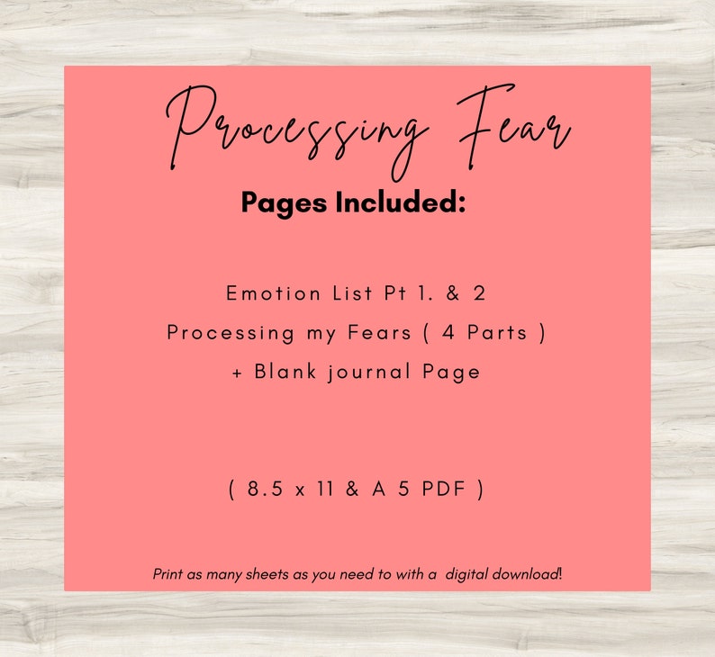 Fear Processing Journal Pages for Daily Self Care Mental - Etsy