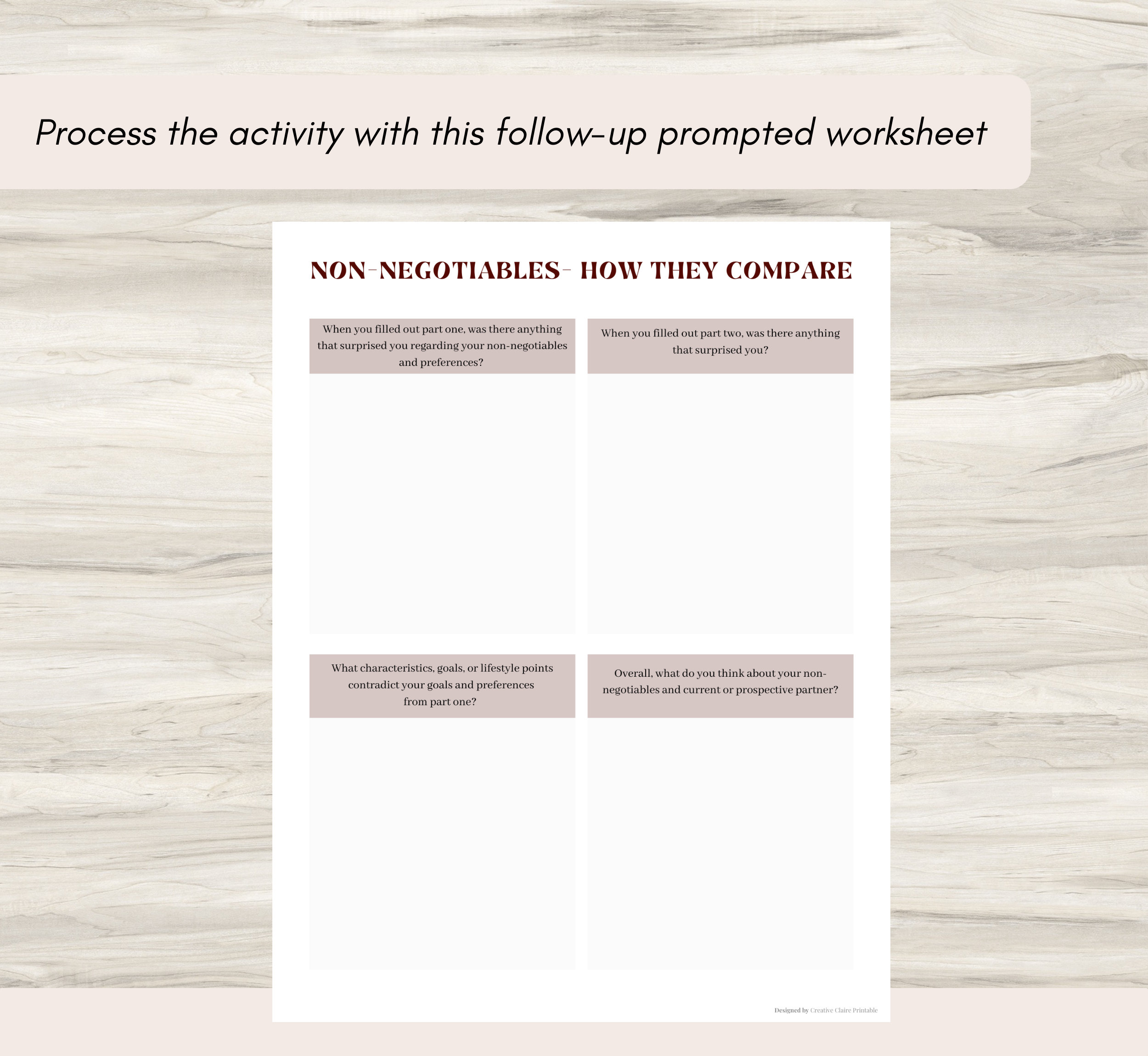 Non-negotiables in a Relationship, Relationship Worksheets, Couples ...