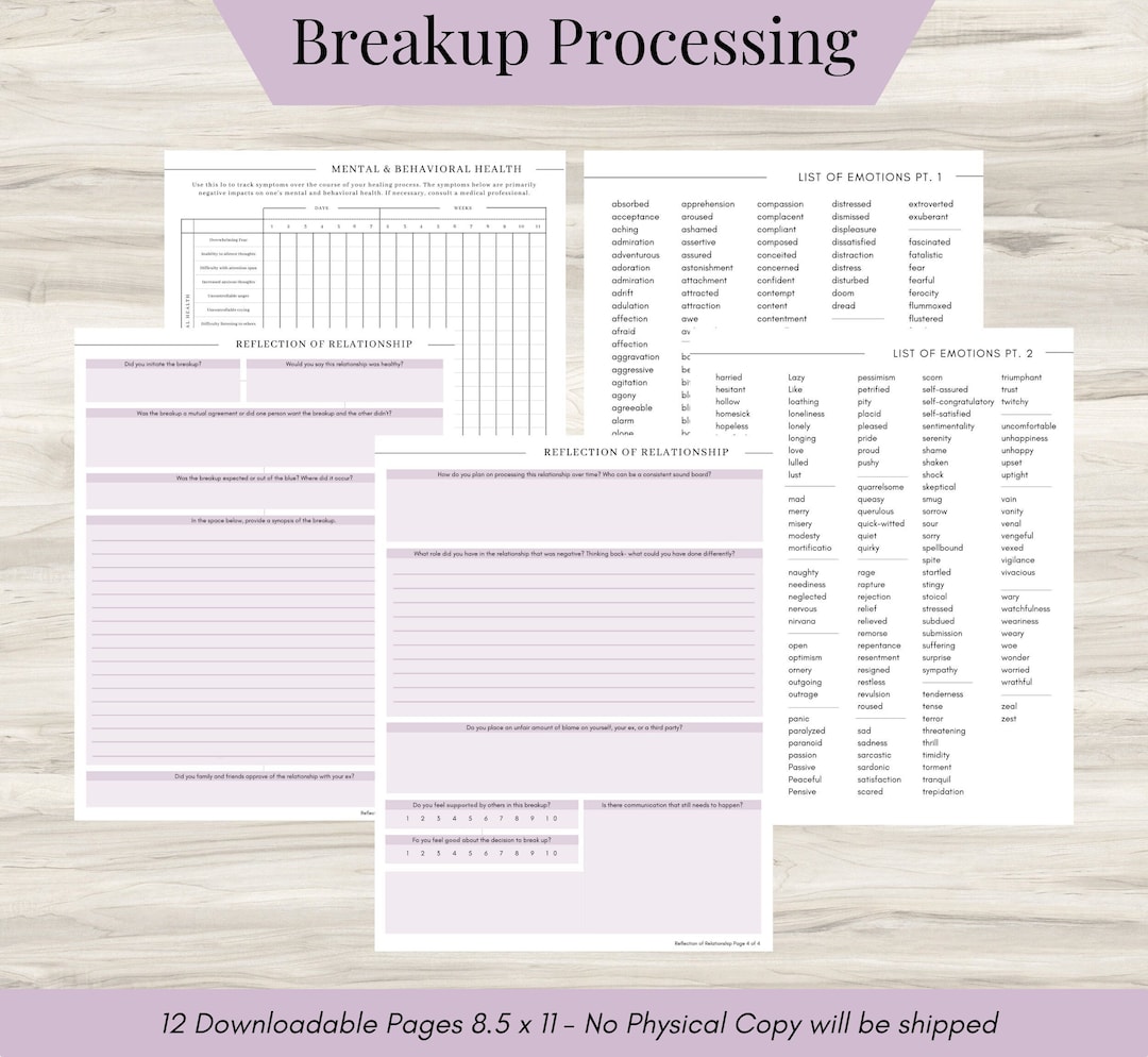 Breakup Processing Journal Pages Daily Self-care (Download Now) - Etsy