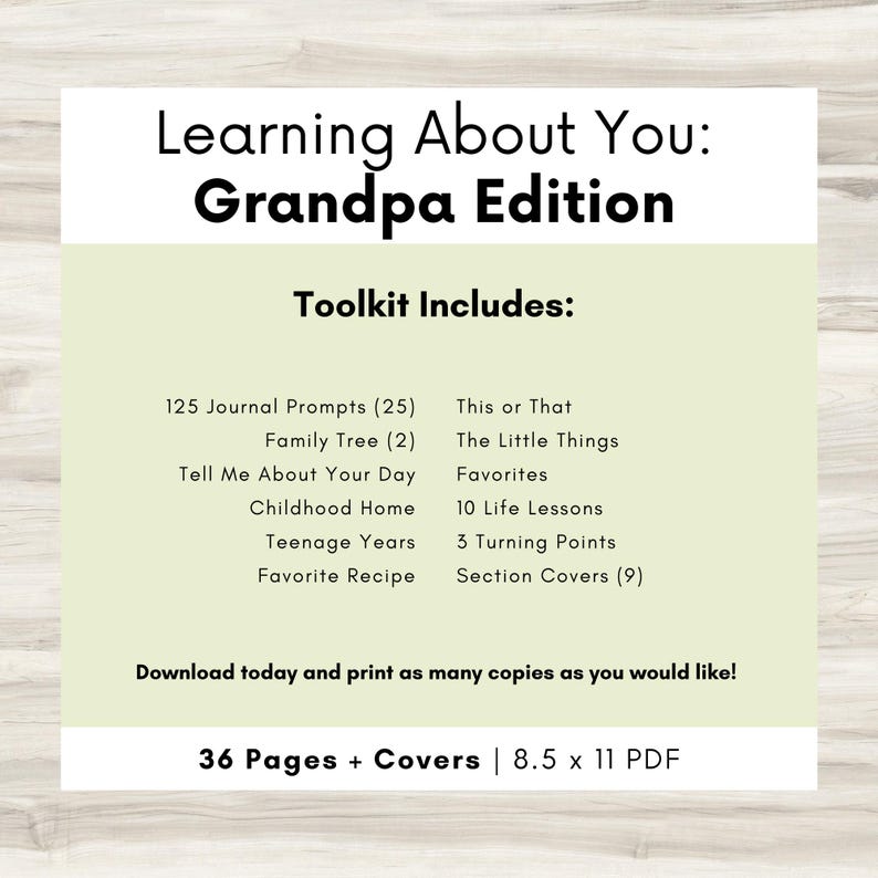 Grandfather Memory Journal | Guided Keepsake for Grandpa, Life Story ...