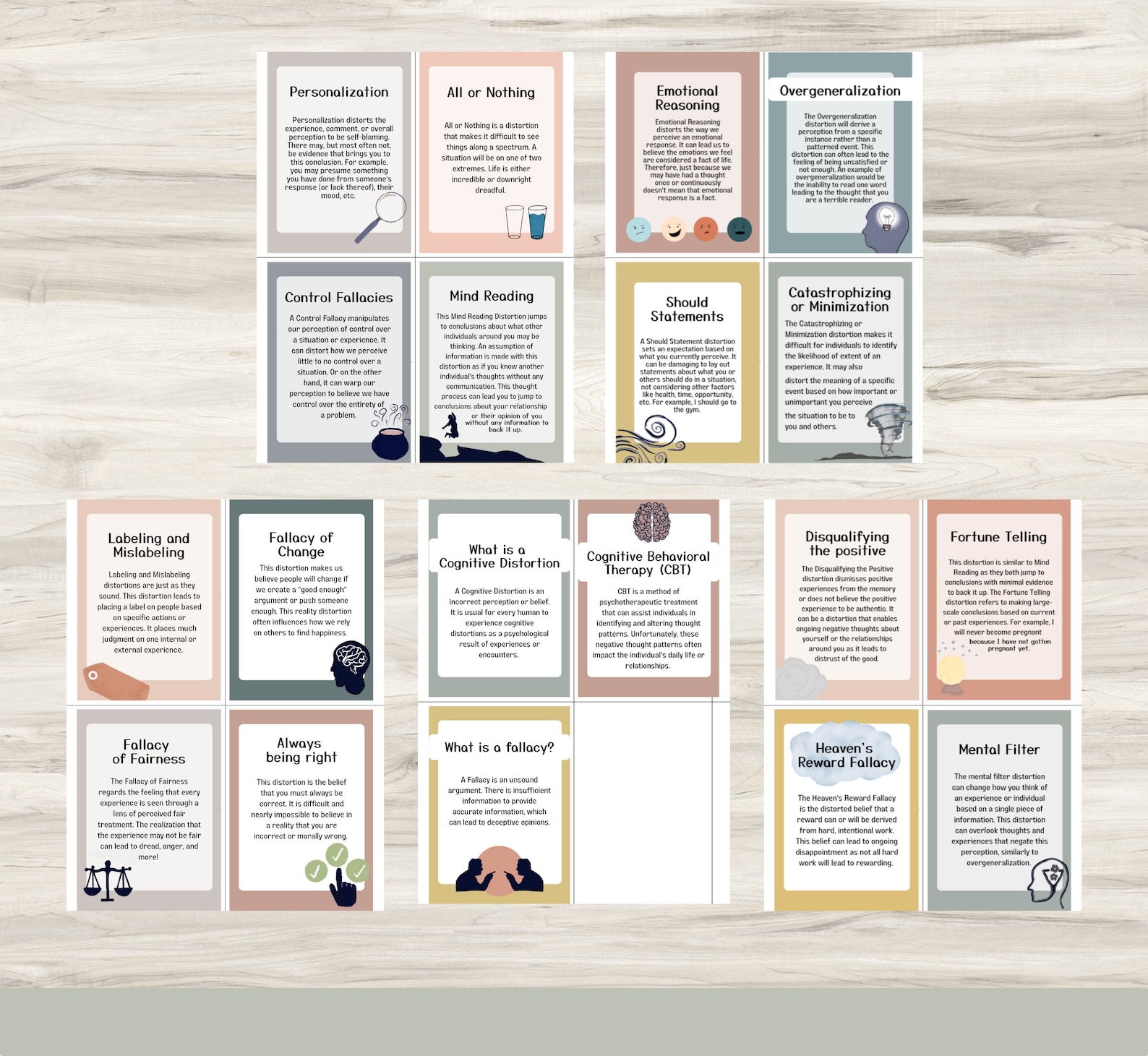 Cognitive Distortion Flash Cards CBT Cards Cognitive - Etsy