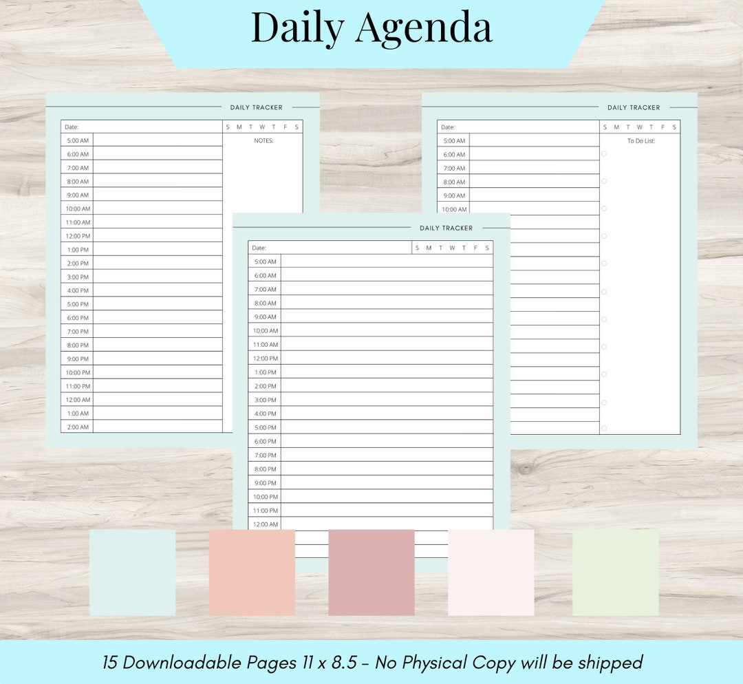 Daily Agenda Template, Hour Weekly Schedule, Daily Schedule Template ...