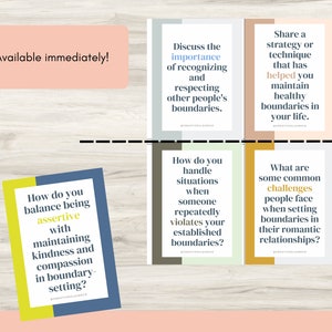 Boundary Flashcards, Journal and Conversational Prompts, Setting Boundaries, Mental Health ...
