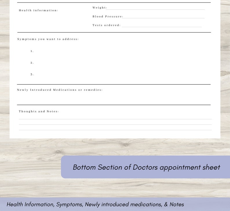 Doctor Appointment Notes Sheet: Medical Visit Planner (PDF | Health ...