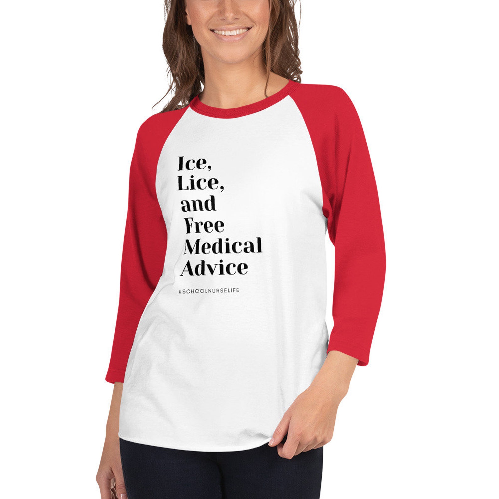 Ice Lice and Free Medical Advice #schoolnurselife 3/4 Sleeve Raglan ...