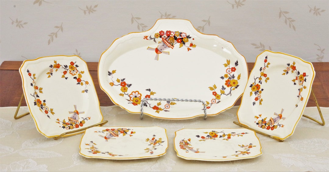 Alfred Meakin Marigold Snack Server W/ 4 Plates - Etsy