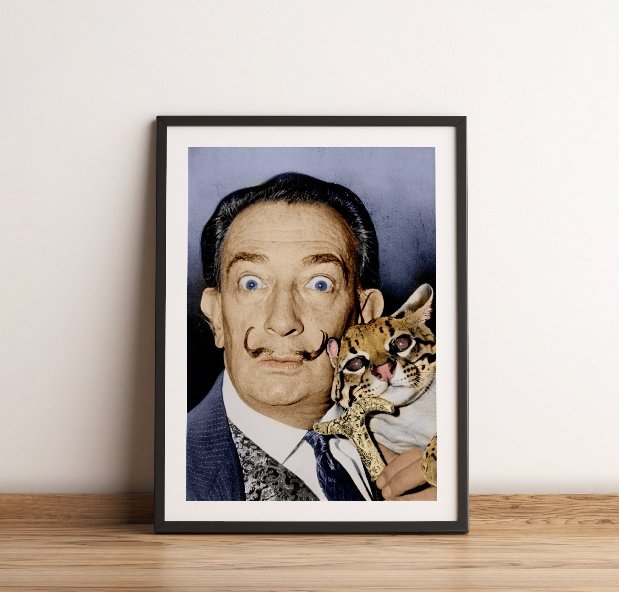 Salvador Dali With Ocelot Portrait, Salvador Dali Vintage Archival ...