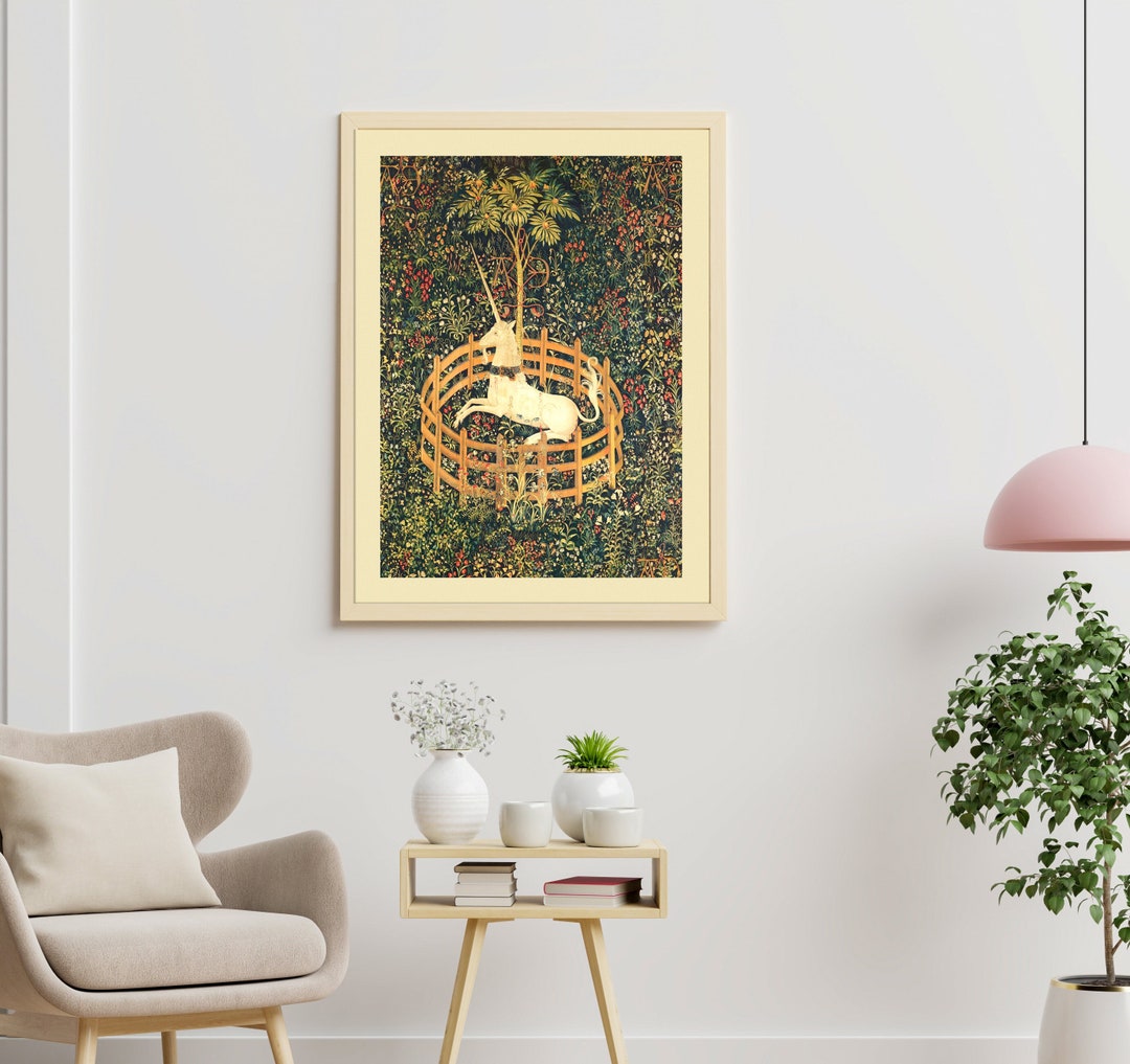 Vintage Unicorn Art Print, Antique Unicorn Tapestry Wall Art, Medieval ...