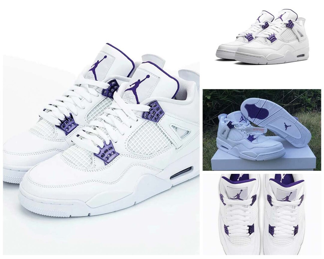 Custom Air Jordan 4 Retro 'purple Metallic' Jordan 4 - Etsy