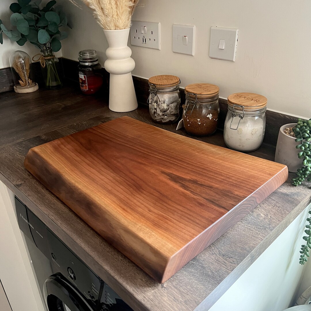 Walnut Live Edge Chopping Block - Thick Walnut Waney Edge Chopping ...