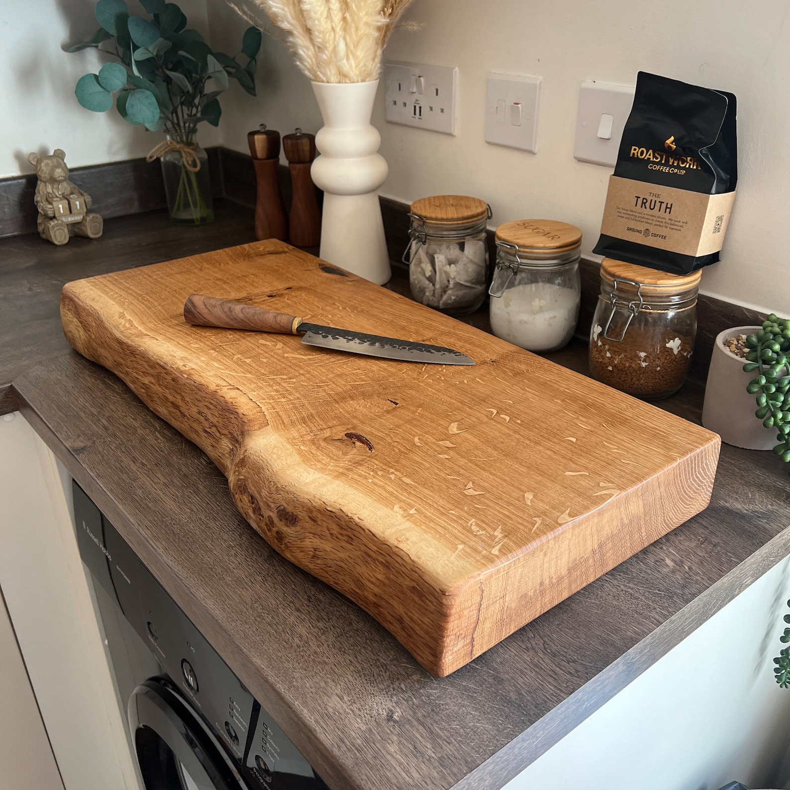 XL Thick Oak Live Edge Chopping Board Heavy Duty Oak Chopping Block ...
