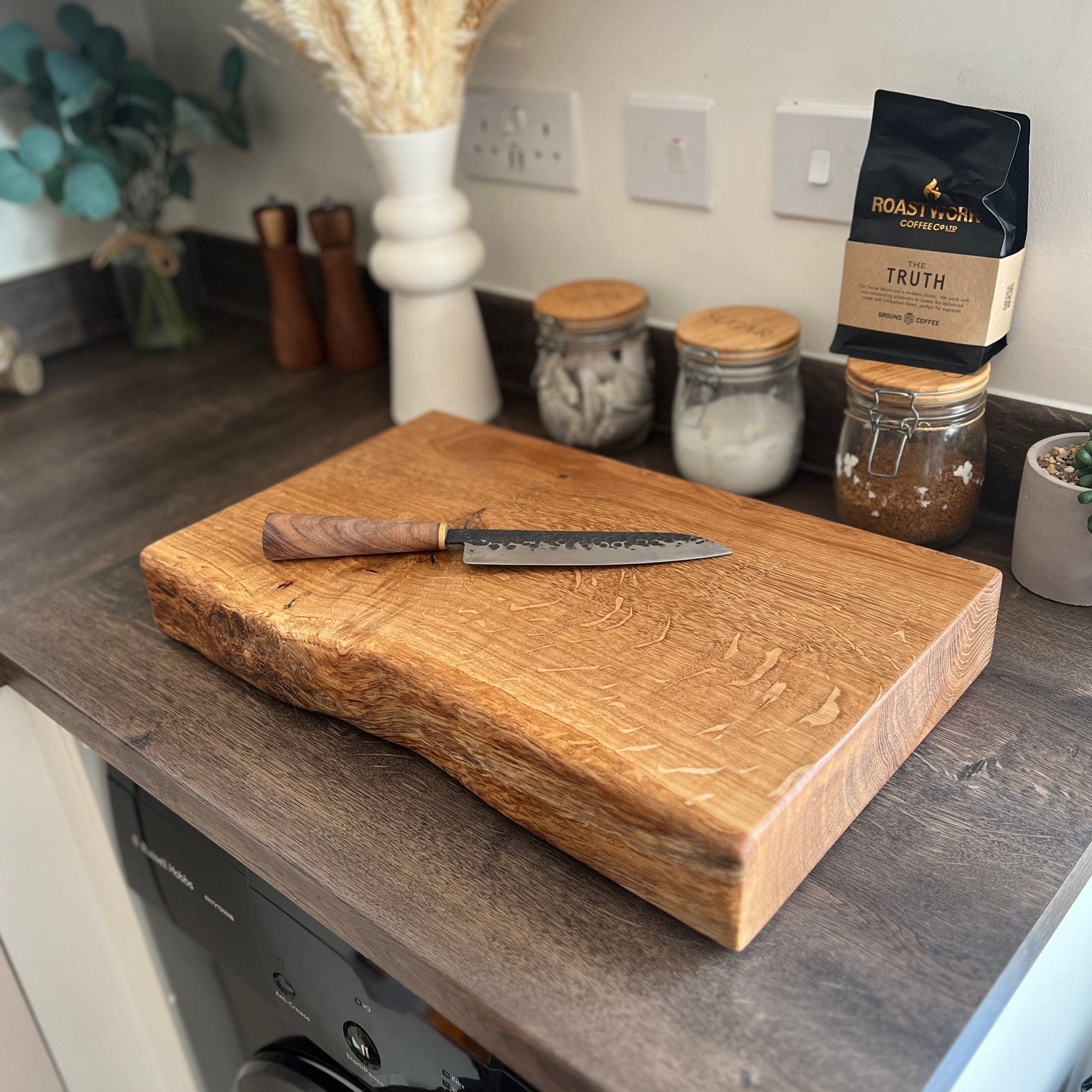 XL Thick Oak Live Edge Chopping Board Heavy Duty Oak Chopping Block ...