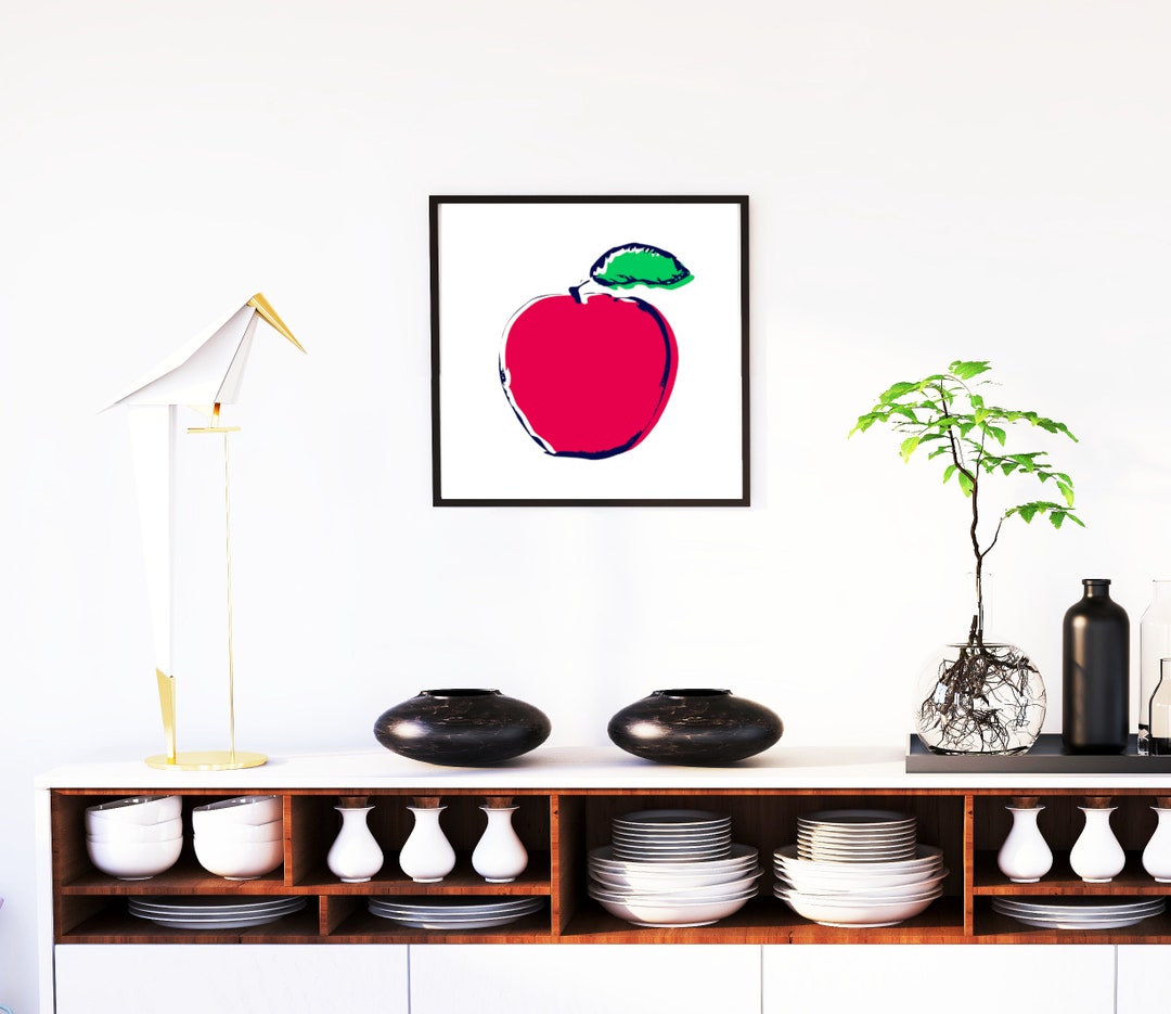 Apple Wall Art, Apple Print, Printable Digital Download, Home Decor ...