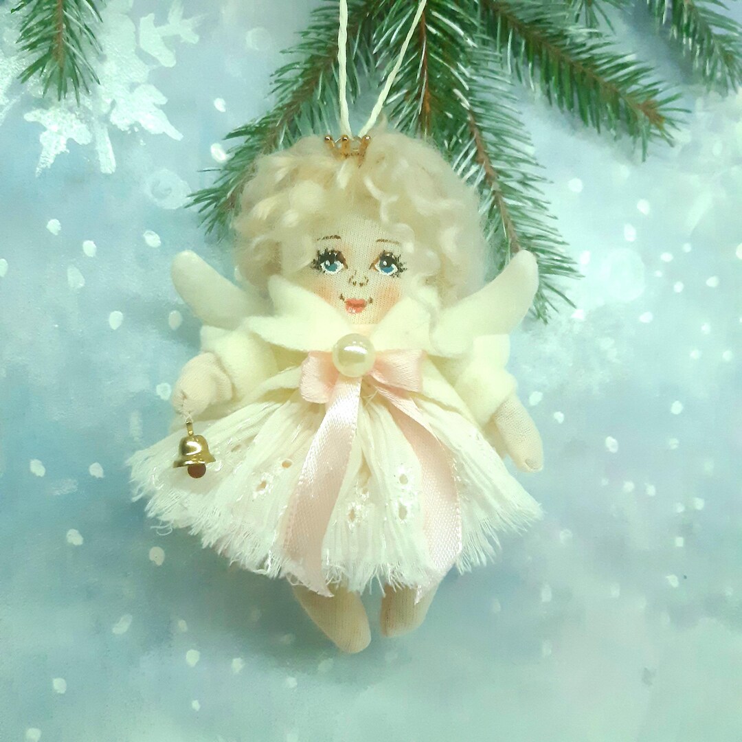 Little Cute Christmas Angel Doll. Rag Art Doll Made of Fabric ...