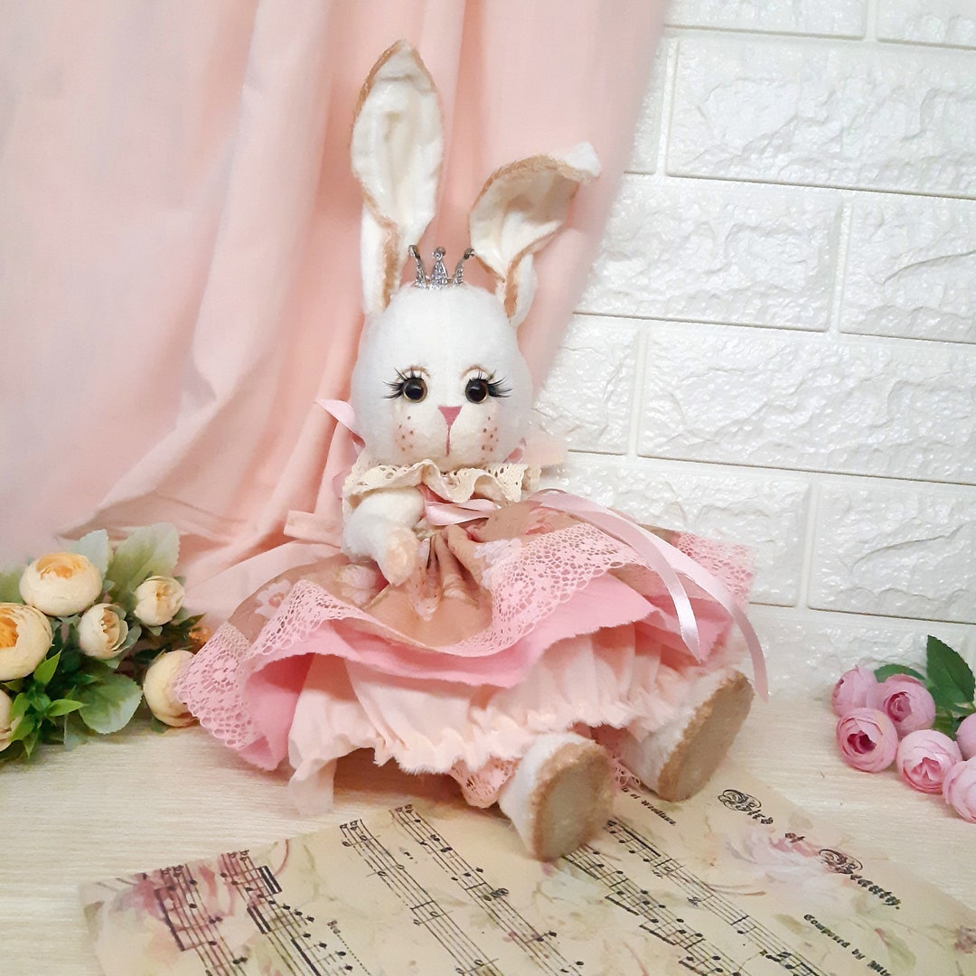 Cute Plush Easter Bunny Teddy Girl Handmade Art Toy for Girl Women Mom ...