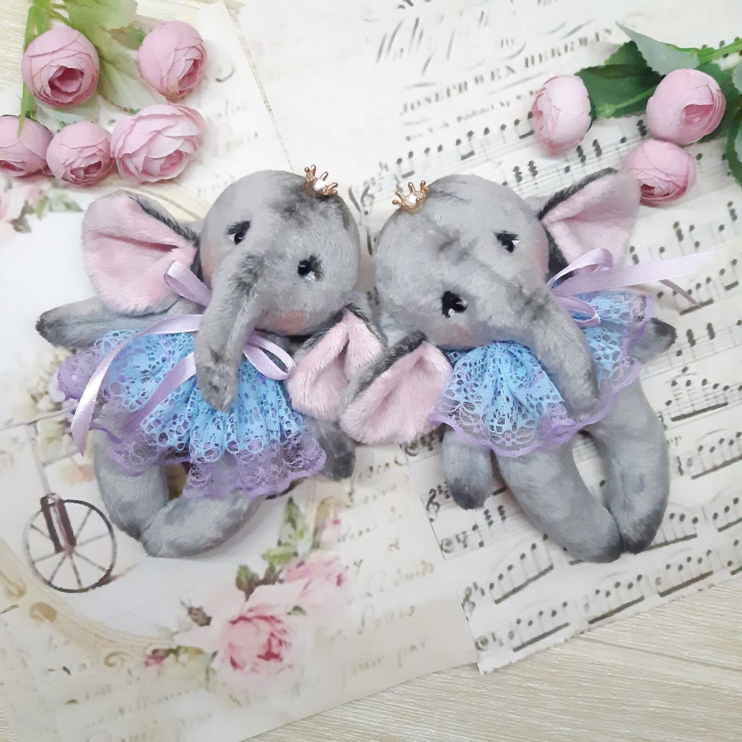 Cute Little Handmade Plush Baby Elephants Teddy. Artistic Soft Toy. A ...