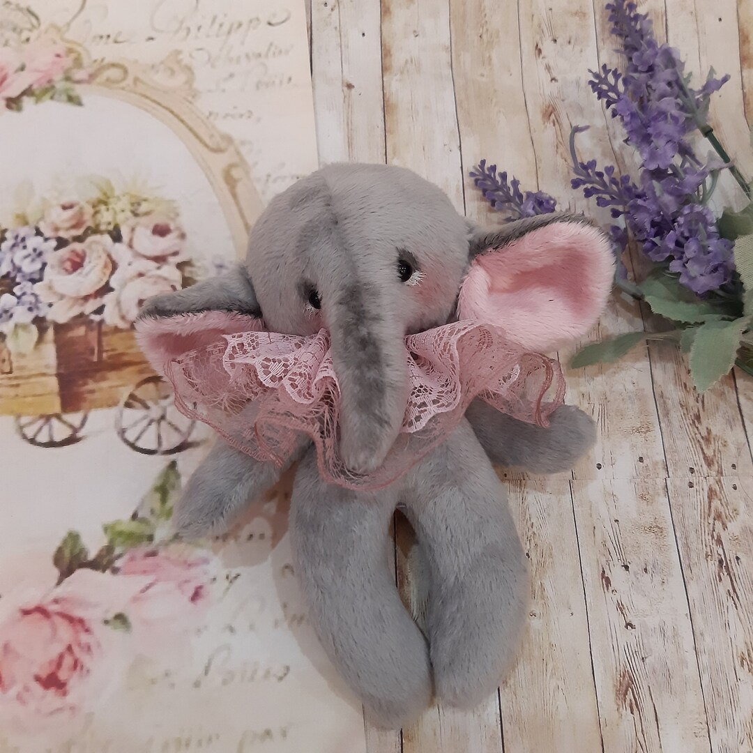 Little Plush Miniature Elephant Teddy. Artistic Collectible Decorative ...