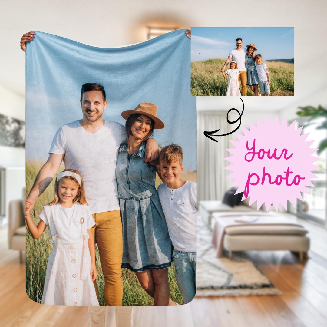 Custom Photo Blanket With Family Pictures: Sherpa Blankets and Throws ...