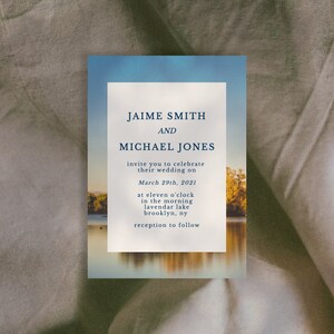 Lake Wedding Invitation Camp, Rustic Wedding Invites, Lakeside Wedding ...