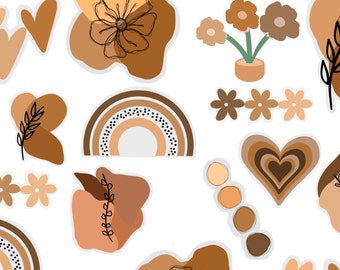 Brown Stickers | Etsy