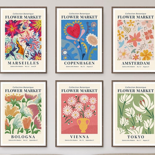 Flower Market Print Set of 6 Wall Art Spring Flowers Floral - Etsy