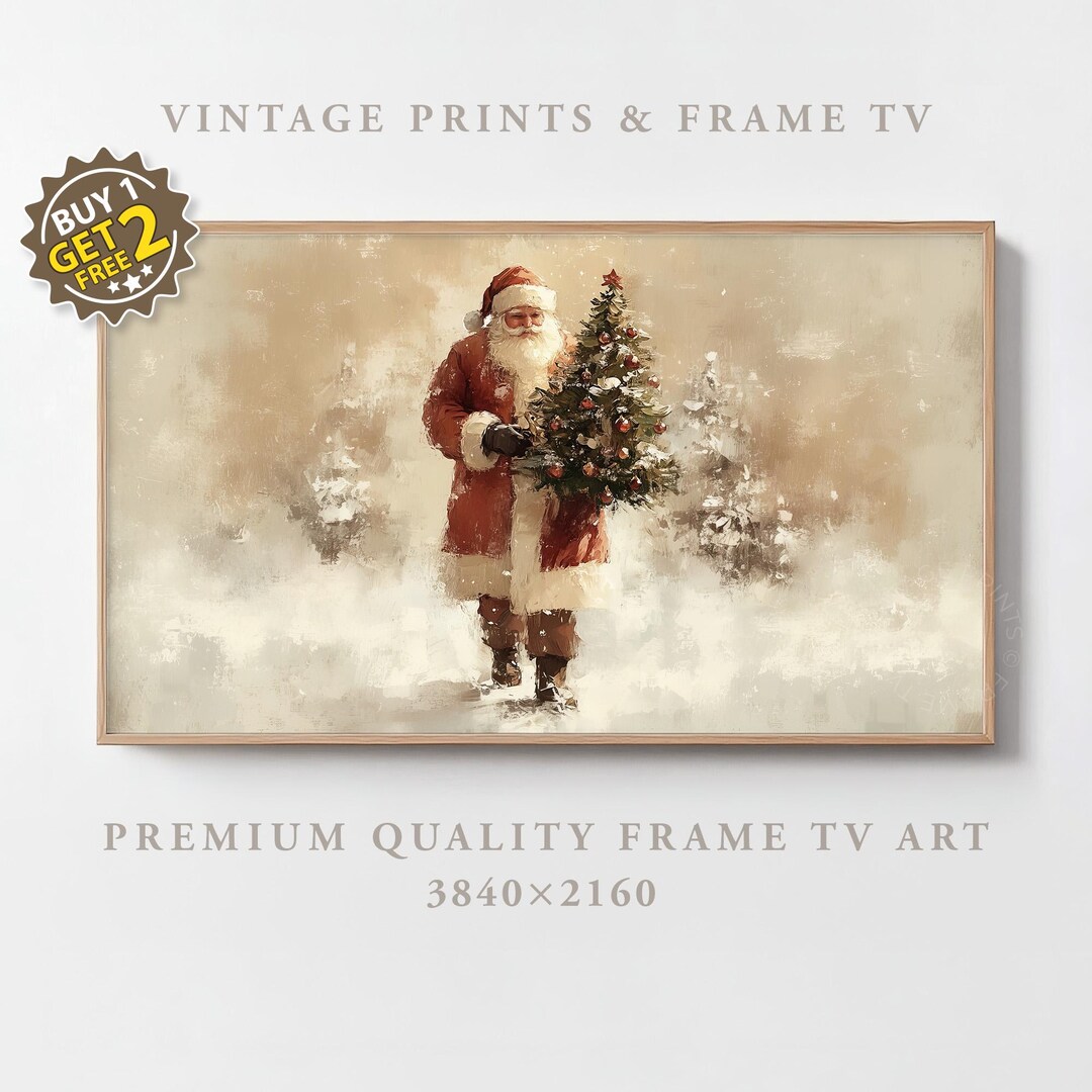 Christmas Frame TV Art Vintage Santa Claus Antique Santa Painting ...