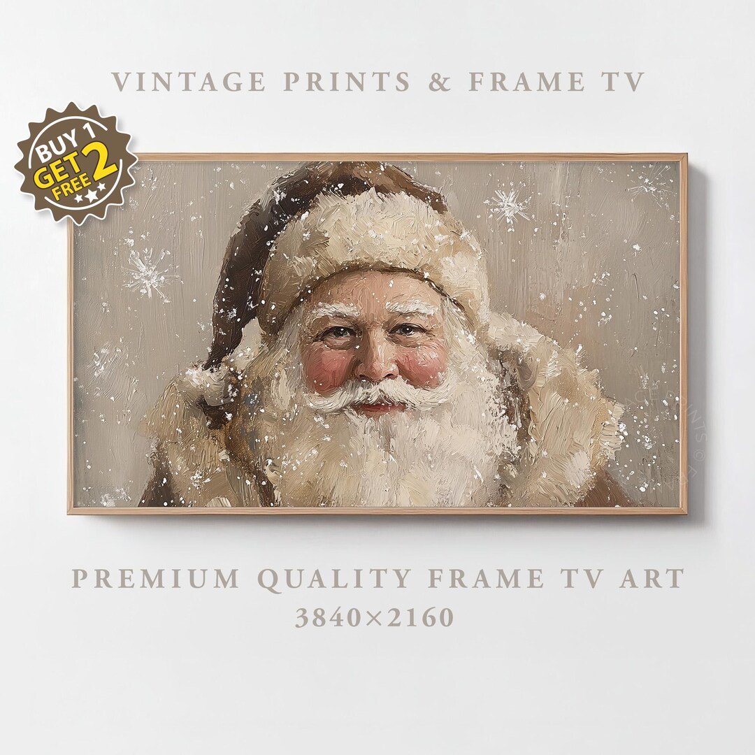 Christmas Frame TV Art Vintage Santa Claus Portrait Smiling Santa ...