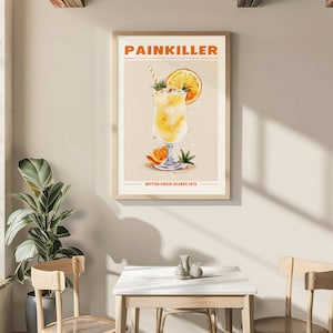 Painkiller Cocktail Print. Classic Alcohol Cocktail Sign Home Bar Cart ...