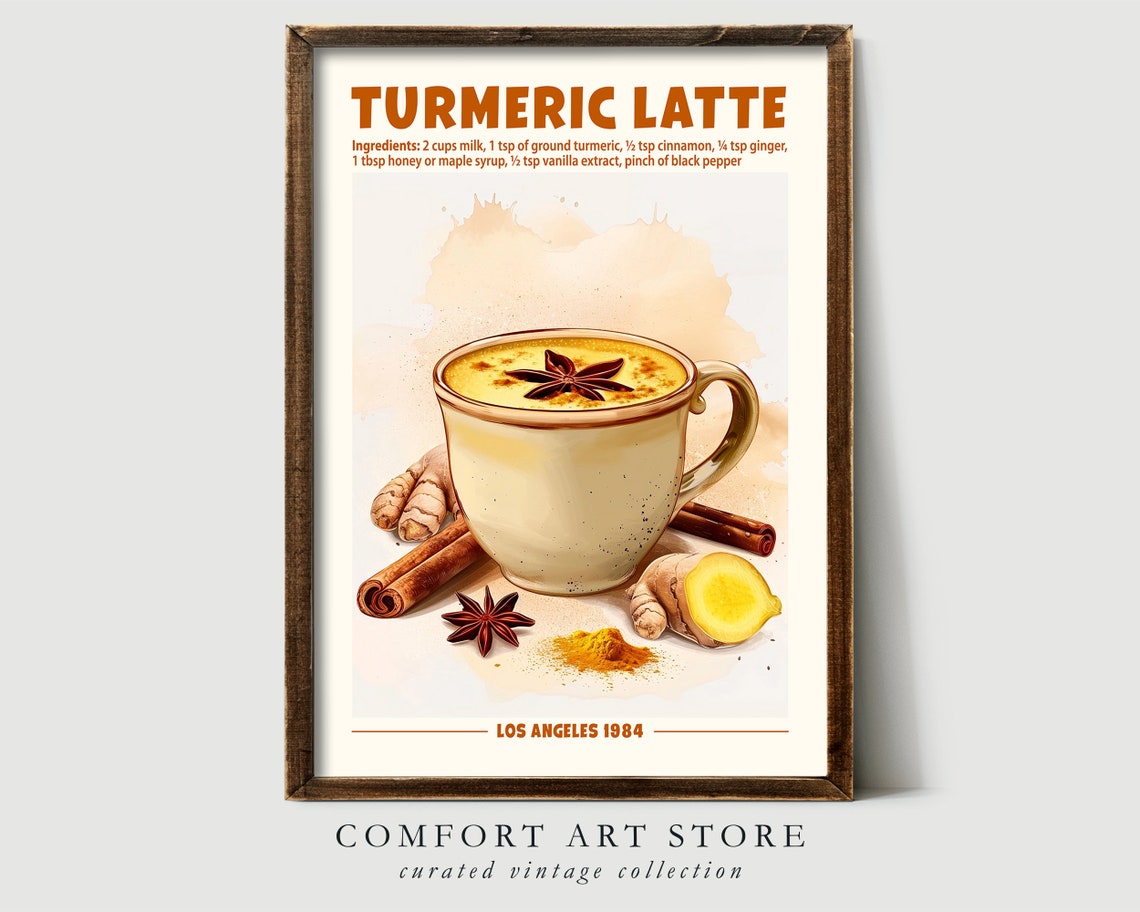 Turmeric Latte Coffee Print. Home Bar Kitchen or Cafe Decor Cart Sign ...