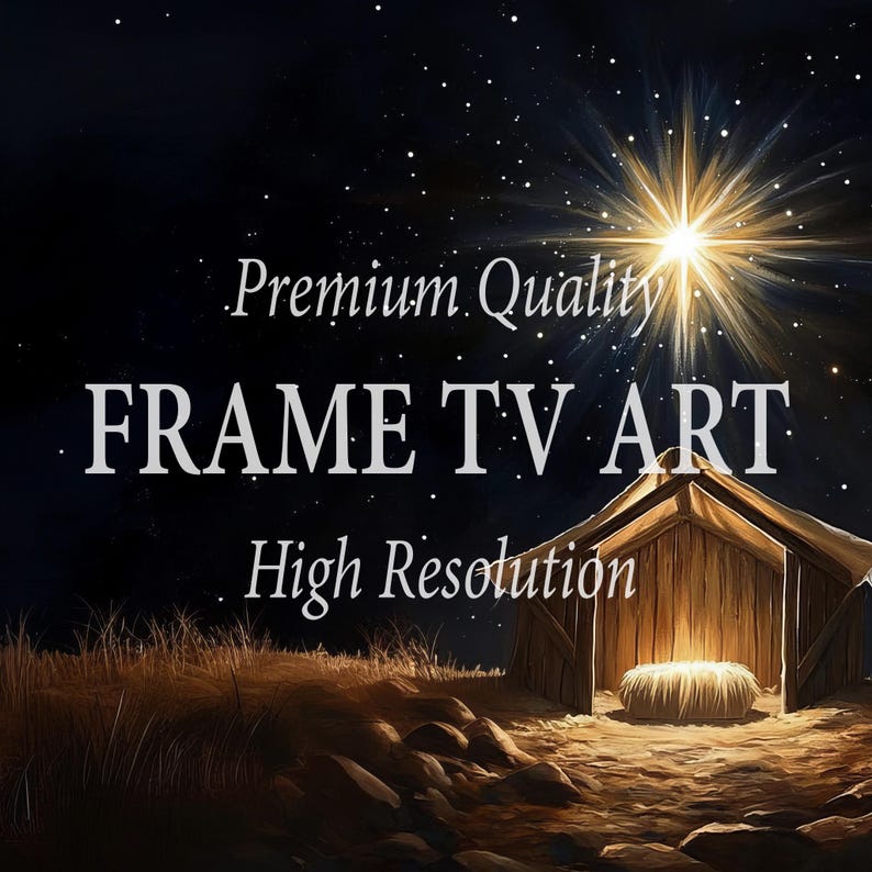 Christmas Frame TV Art Nativity Scene Holy Night Vintage Christmas ...