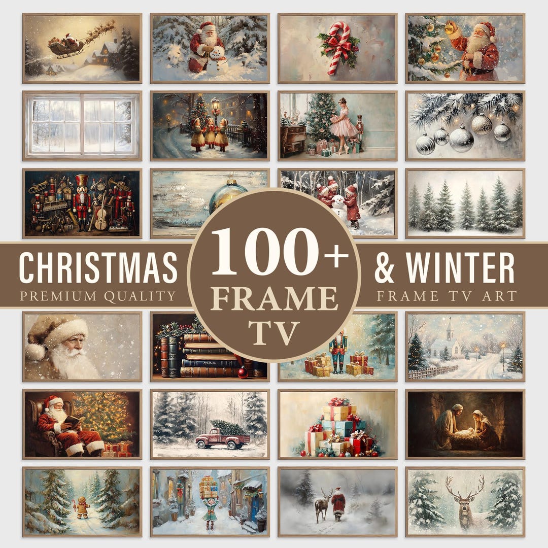 Christmas Frame TV Art Set 100+ Samsung Frame TV Bundle Santa Tree Gift ...