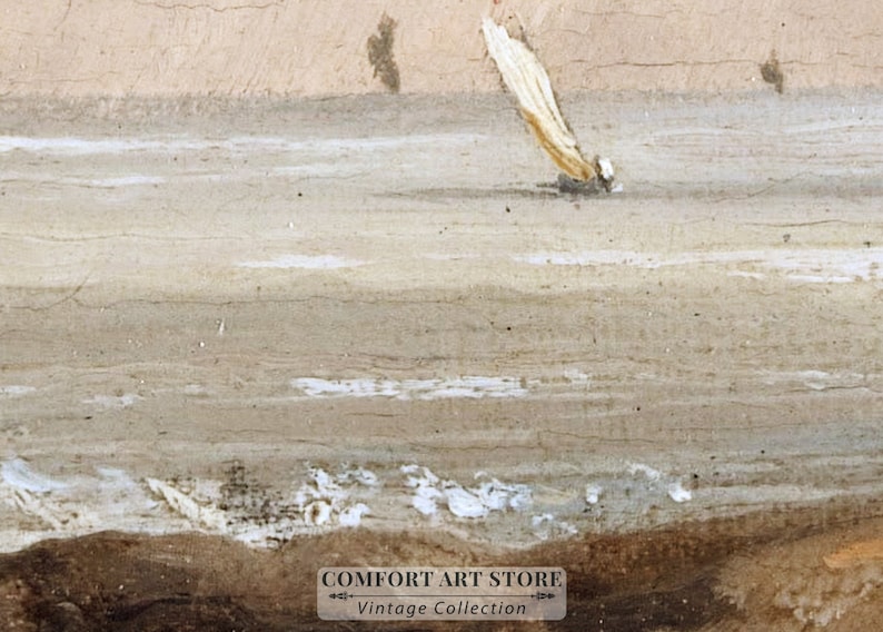 Vintage Coastal Wall Art Seascape Oil Painting Muted Nautical - Etsy