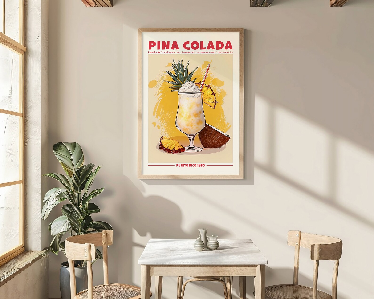 Pina Colada Cocktail Print. Classic Alcohol Cocktail Retro Cocktail ...