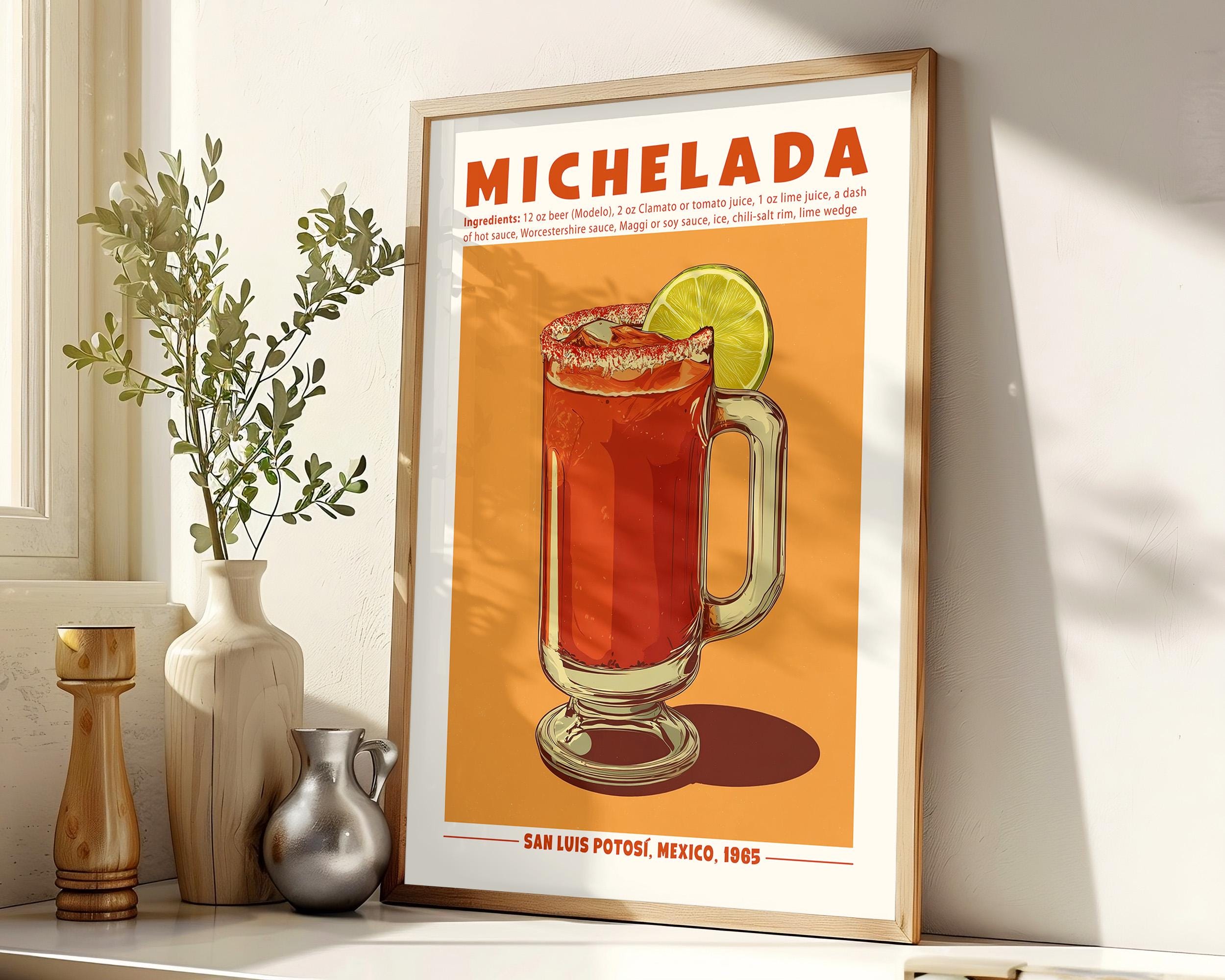Michelada Modelo Cocktail Print Poster Alcohol Cocktail Sign Home Bar ...