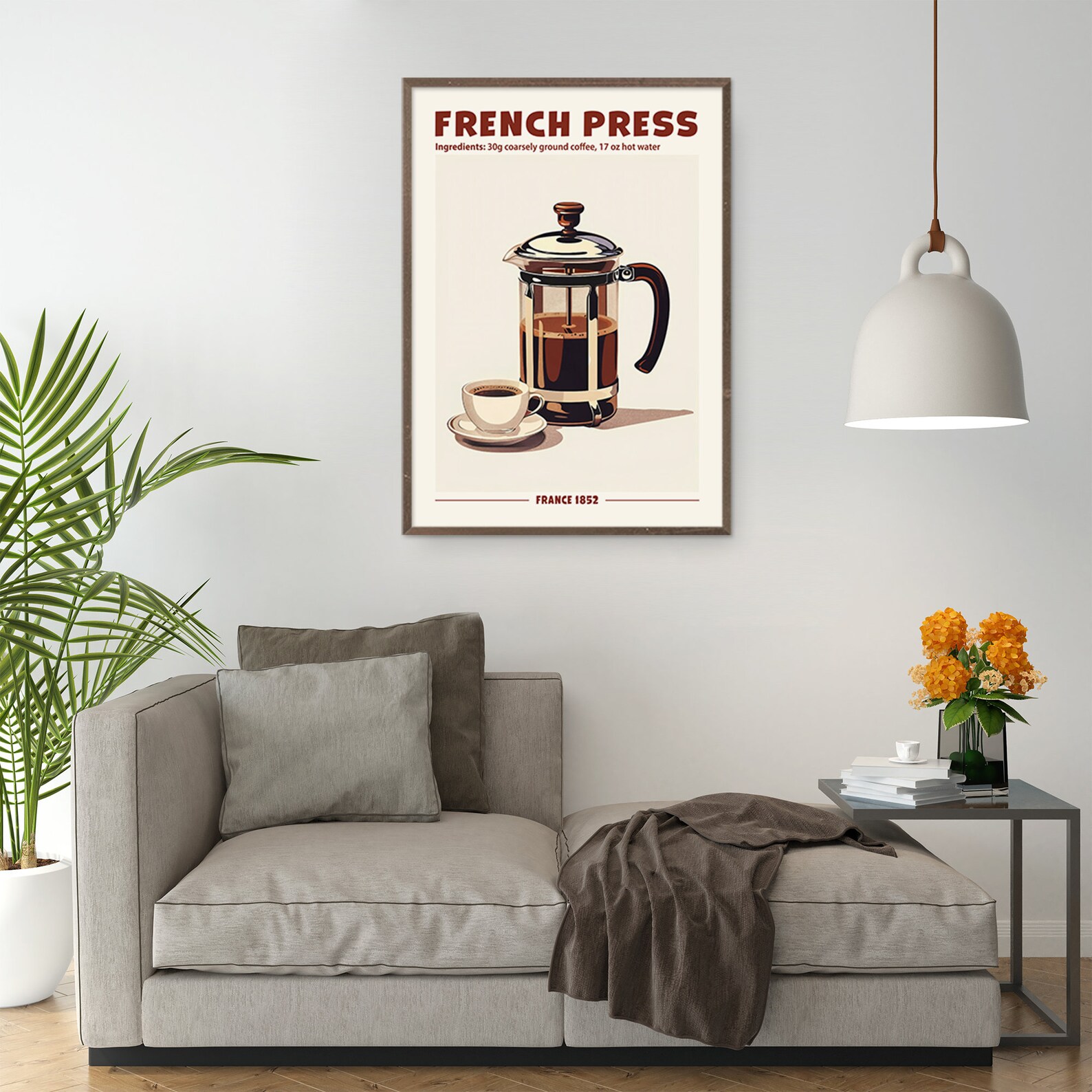 Retro French Press Coffee Print Home Bar Decor Cart Sign Kitchen or ...