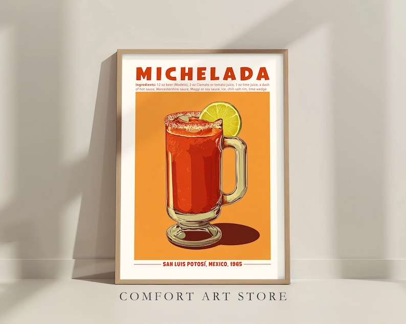 Michelada Modelo Cocktail Print Poster Alcohol Cocktail Sign Home Bar ...