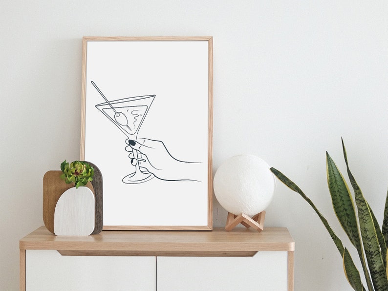 Martini Woman Art Print Martini Line Art Print Line Drawing - Etsy