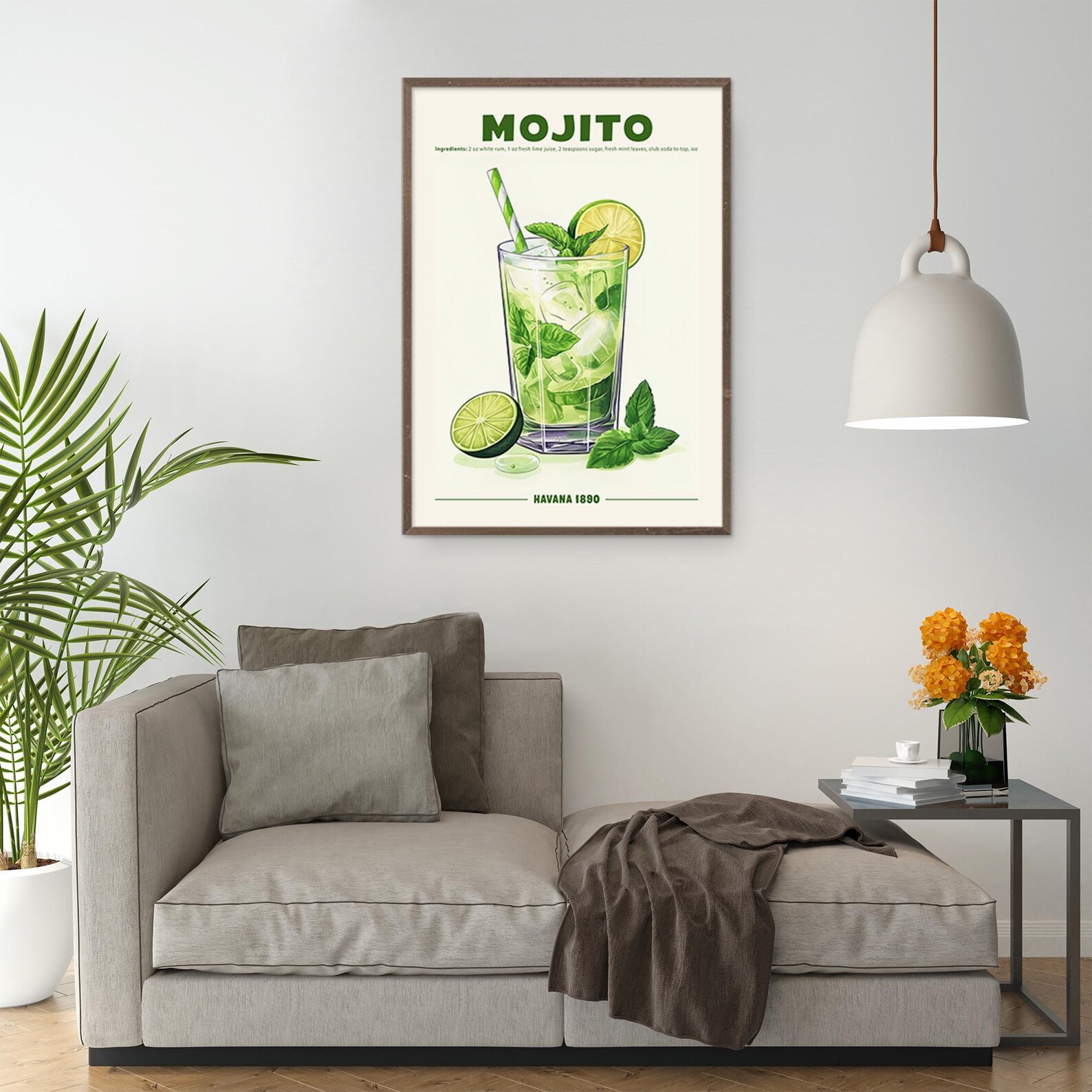 Mojito Cocktail Print Cocktail Poster Alcohol Cocktail Mojito Wall Art ...