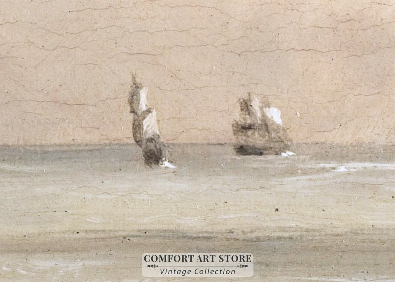 Vintage Coastal Wall Art Seascape Oil Painting Muted Nautical - Etsy