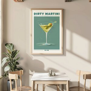 Dirty Martini Cocktail Print. Classic Alcohol Cocktail Sign. Home Bar ...